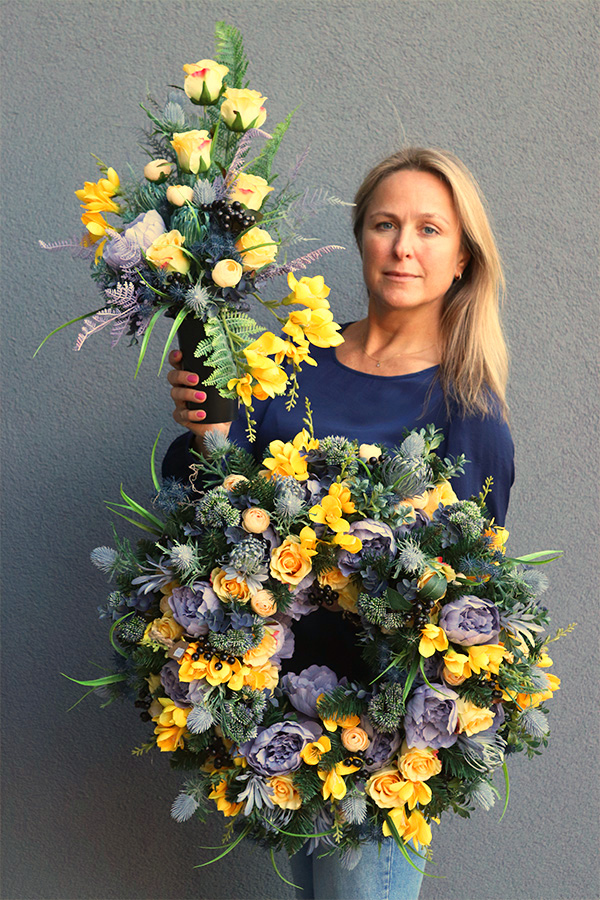 Hedira, komplet dekoracji nagrobnych, wieniec + bukiet - tendom.pl